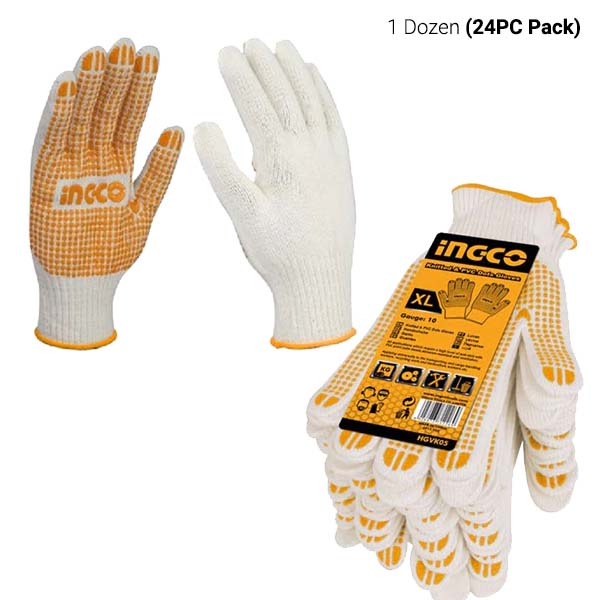 Gloves (Knitted & Pvc Dots) - 24 PC - INGCO HGVK05-24 | High Logistic ...